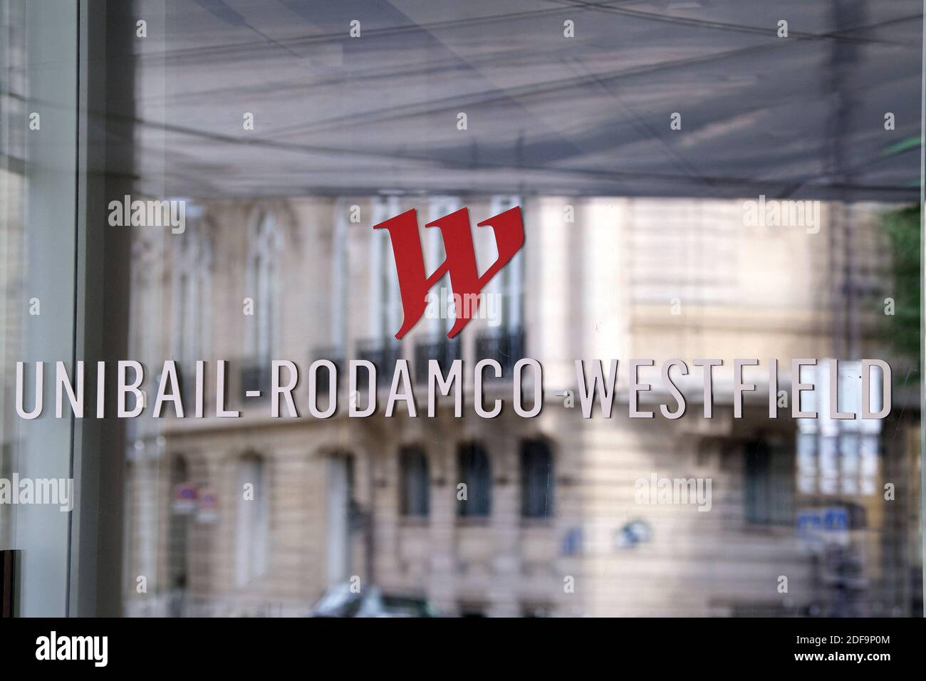 A shop sign of Unibail-Rodamco-Westfield, on May 04, 2020 in Paris ...