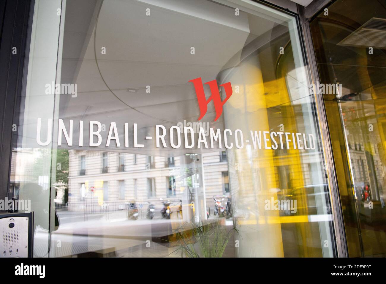 A shop sign of Unibail-Rodamco-Westfield, on May 04, 2020 in Paris ...