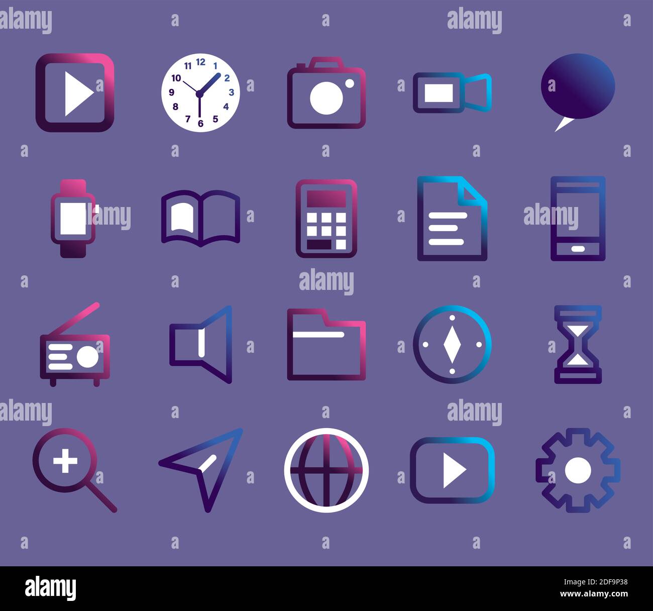Apps symbol set design, Digital marketing ecommerce shopping theme ...