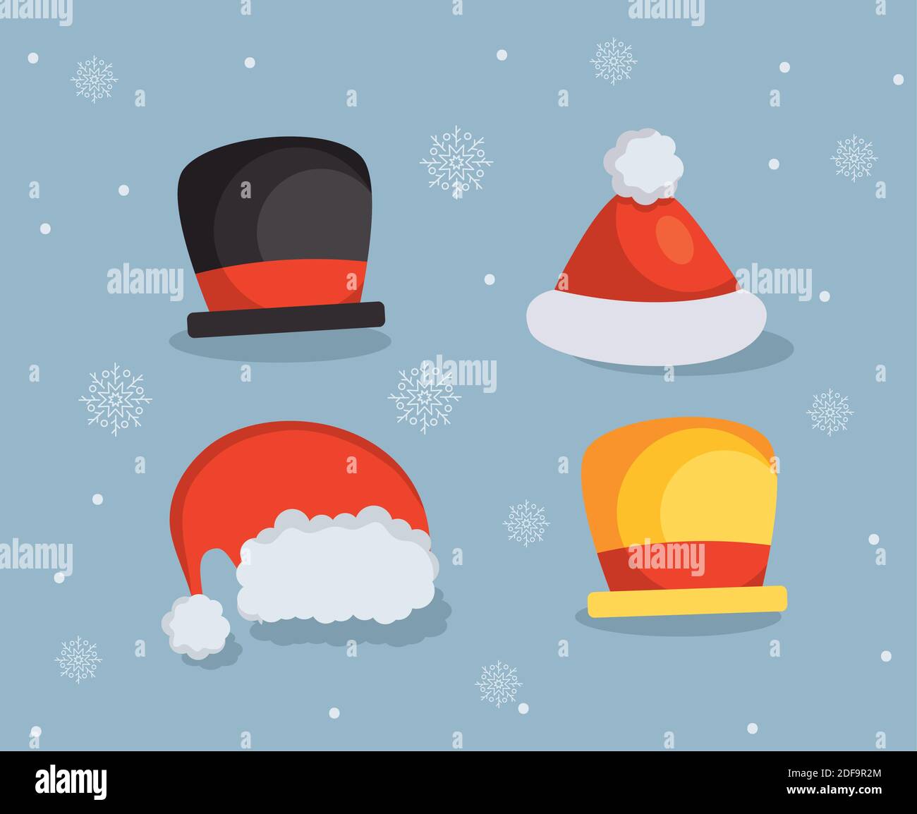 merry christmas hats set design, winter season and decoration theme ...