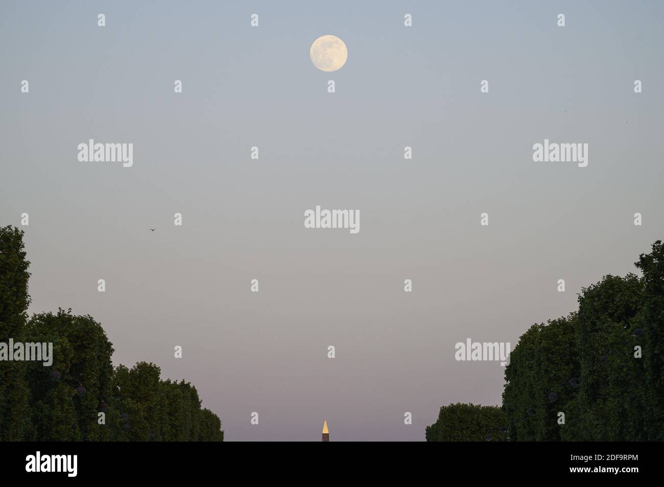 Full moon over the Place de la Concorde in Paris, on May 6, 2020. Photo ...
