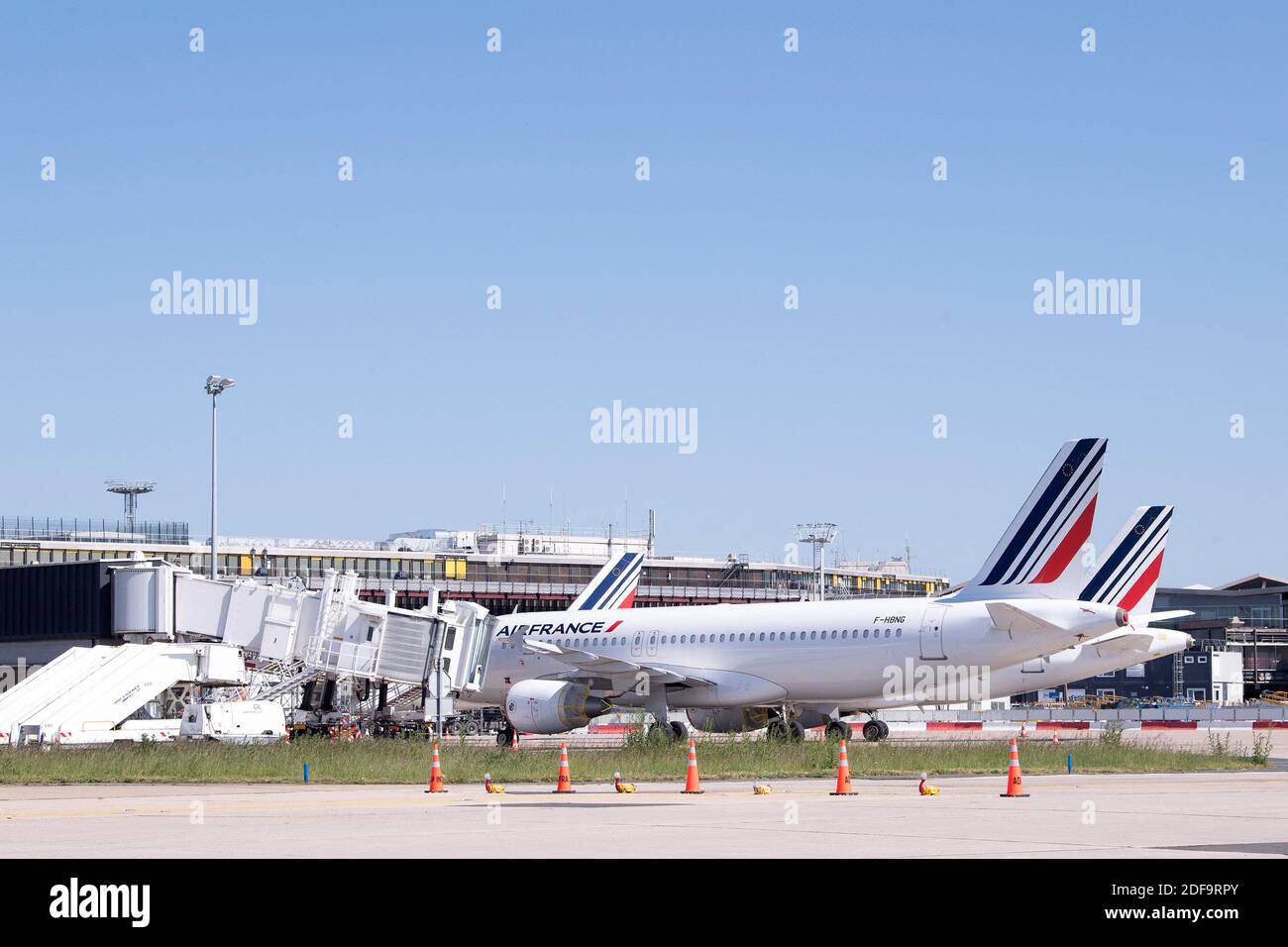 Aircrafts of AIR FRANCE (AIR FRANCE KLM) Airlines company are parked on ...