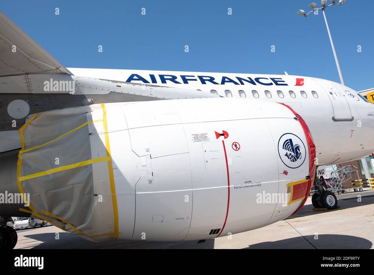 Aircrafts of AIR FRANCE (AIR FRANCE KLM) Airlines company are parked on ...