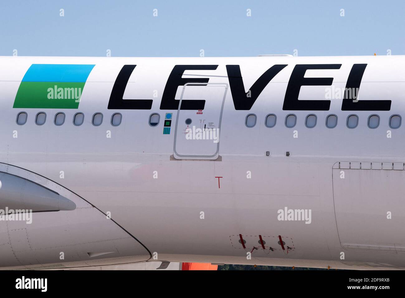 Aircrafts of Air Level Airlines company are parked on the tarmac at ...