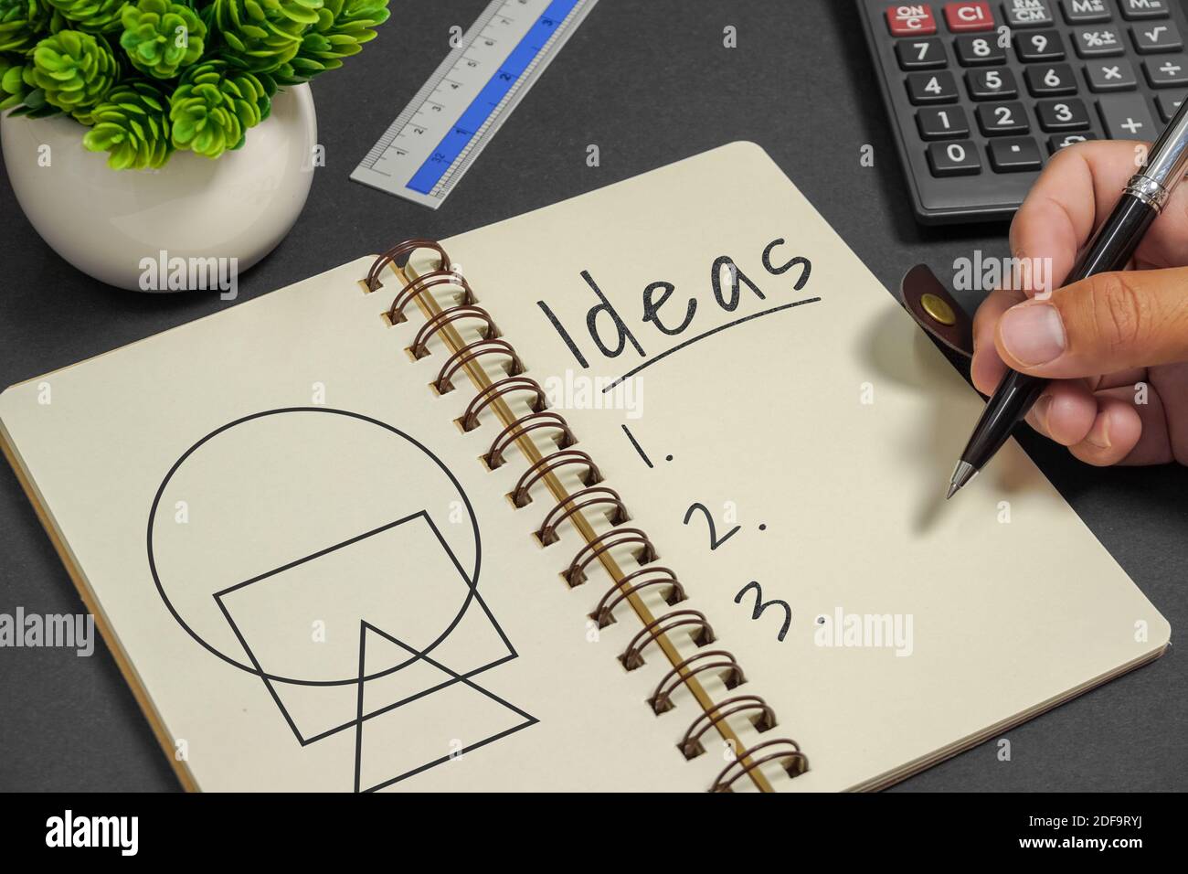 Idea list written on a notebook. Hand writing with pen Stock Photo - Alamy