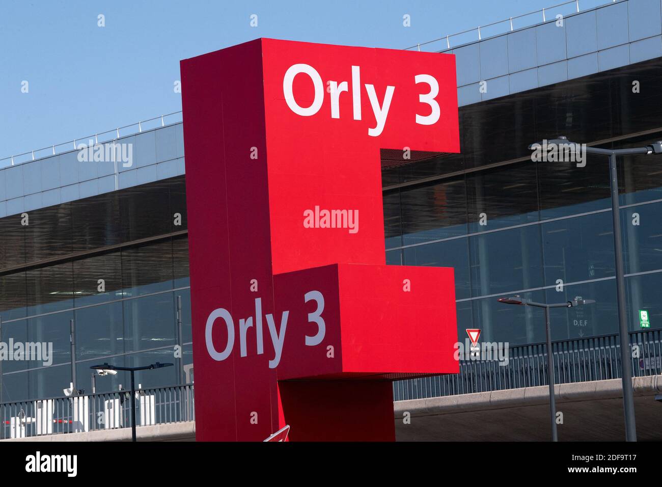 A logo of Orly 3 at Orly Airport near Paris, on May 06, 2020 in Orly ...