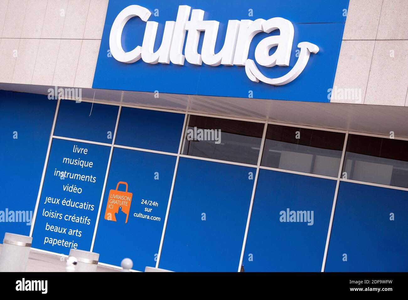 A logo of Cultura, on May 06, 2020 in Paris, France. Photo by David ...
