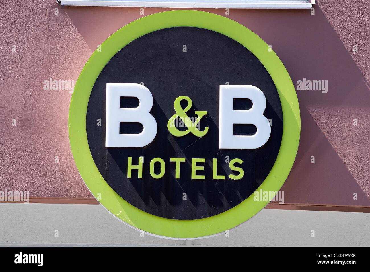 A logo of B & B hotel, on May 06, 2020 in Saint-Denis, France. Photo by ...
