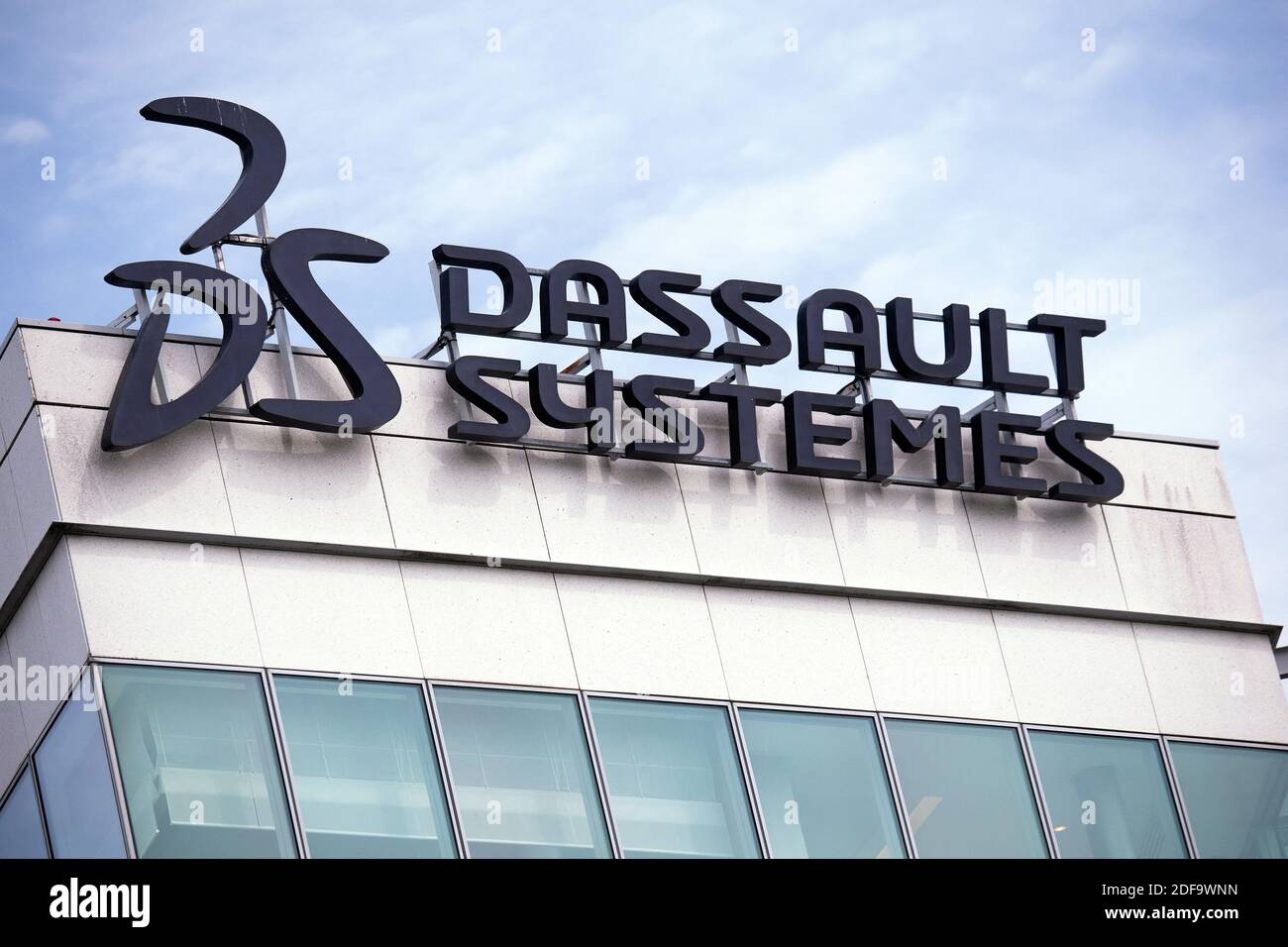 A logo of DASSAULT SYSTEMES, on May 07, 2020 in Velizy-Villacoublay ...
