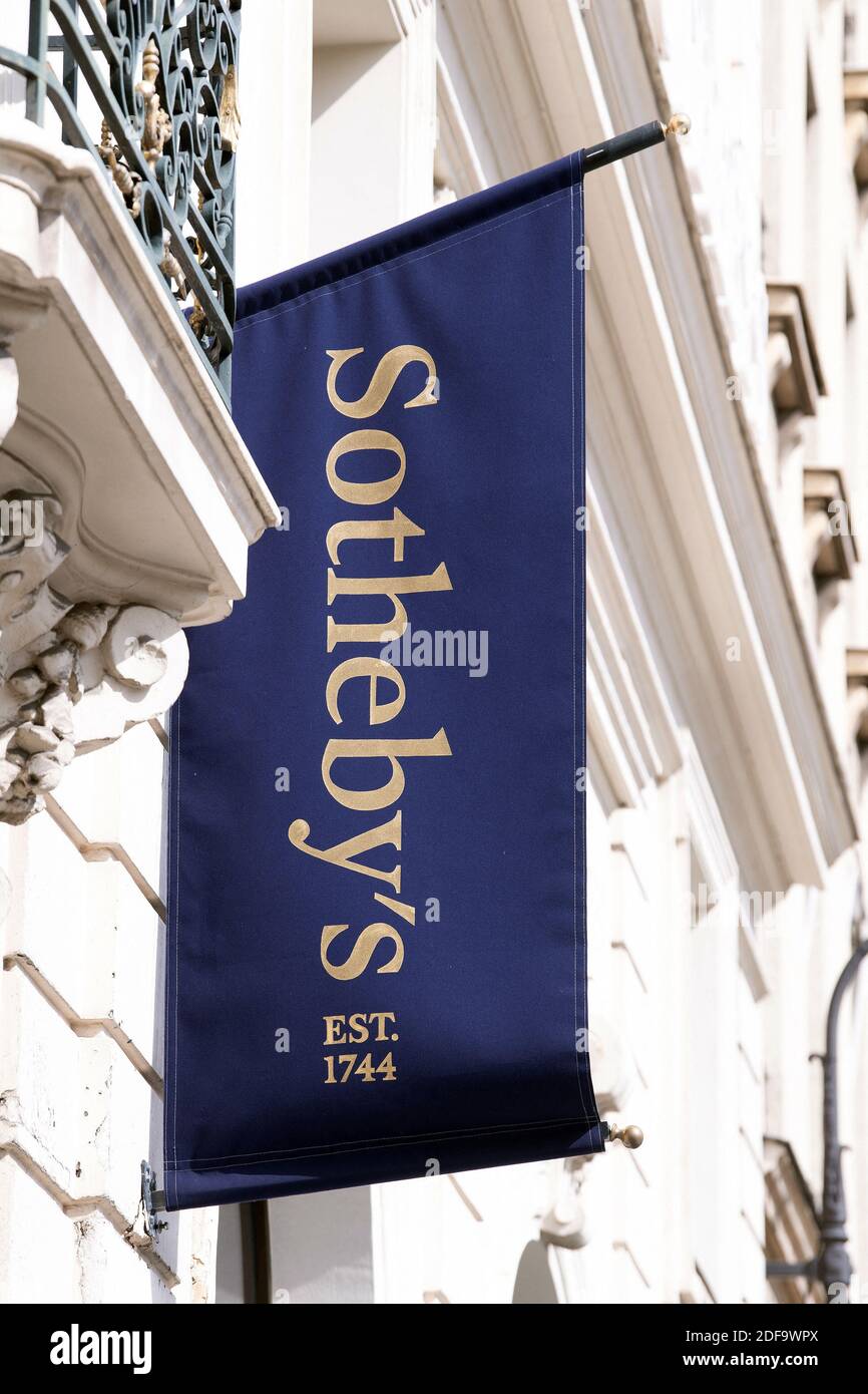 A logo of SothebyâÂ€Â™s, on May 07, 2020 in Paris France. Photo by ...