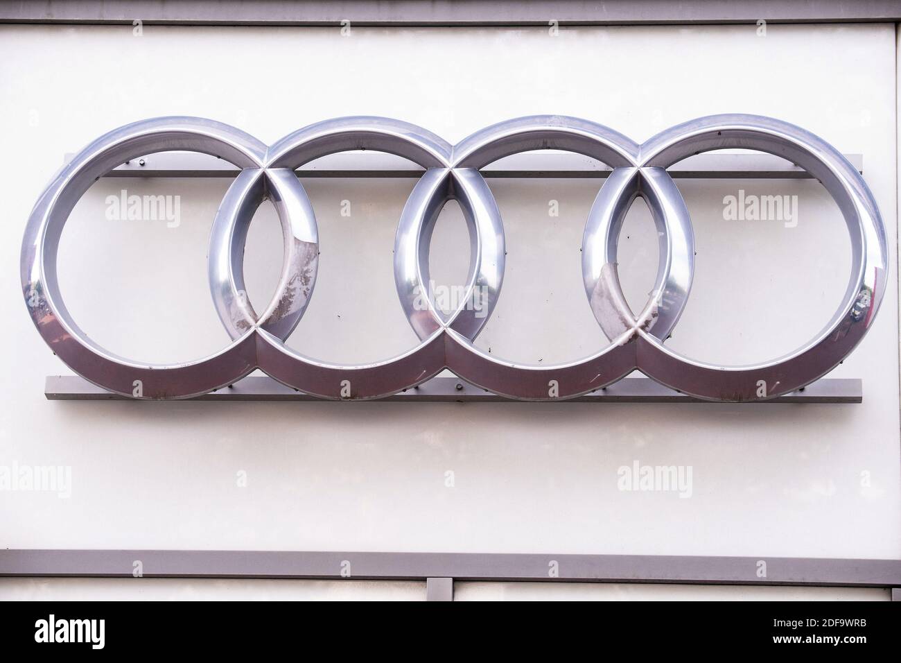 A logo of Audi, on May 07, 2020 in Paris France. Photo by David Niviere ...