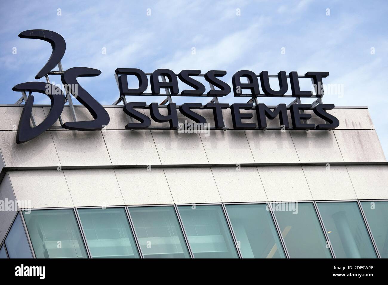 A logo of DASSAULT SYSTEMES, on May 07, 2020 in Velizy-Villacoublay ...