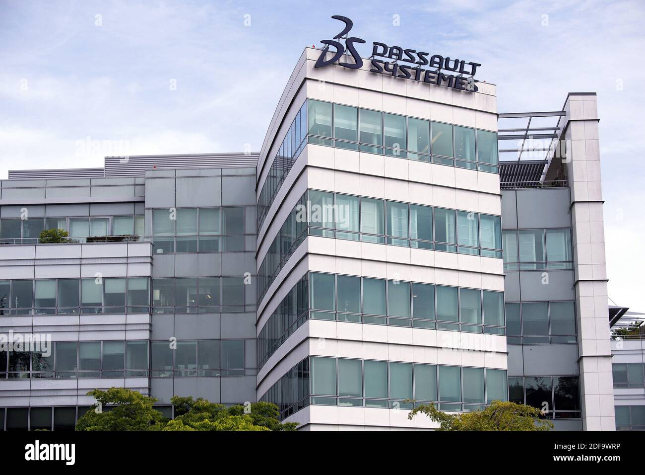 A general view of DASSAULT SYSTEMES building, on May 07, 2020 in Velizy ...