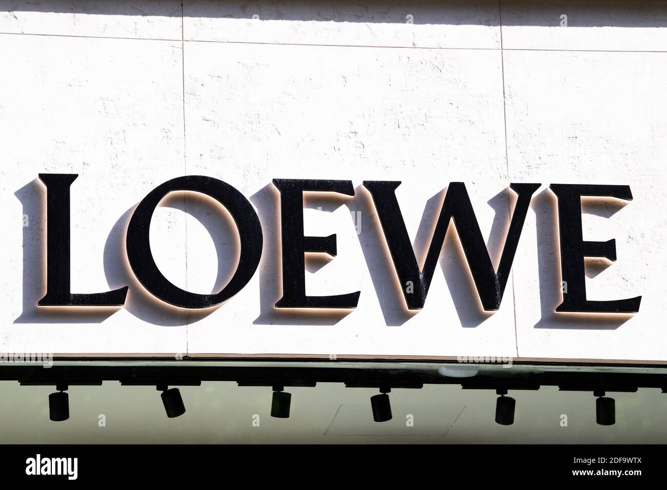 A logo of LOEWE, on May 07, 2020 in Paris France. Photo by David ...