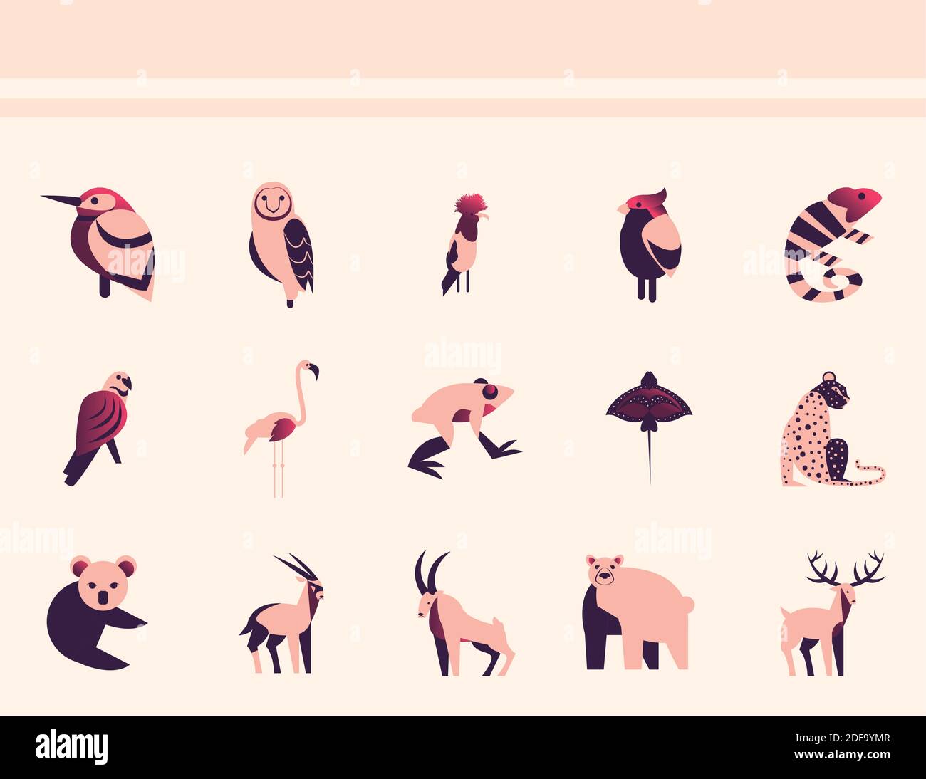 animals abstract style icon collection design, zoo and life theme ...