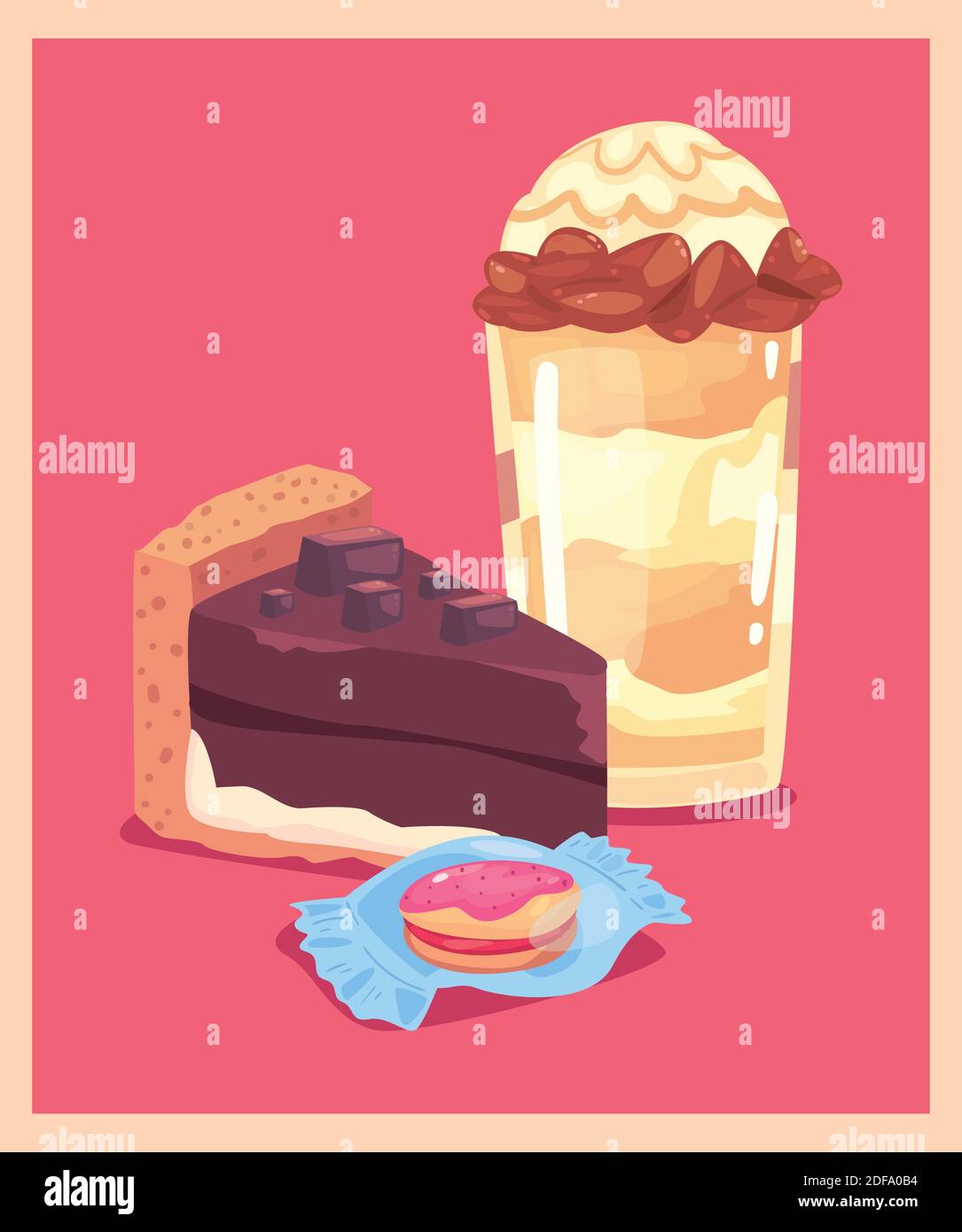 Sweet cake milkshake and candy design, dessert food delicious sugar ...
