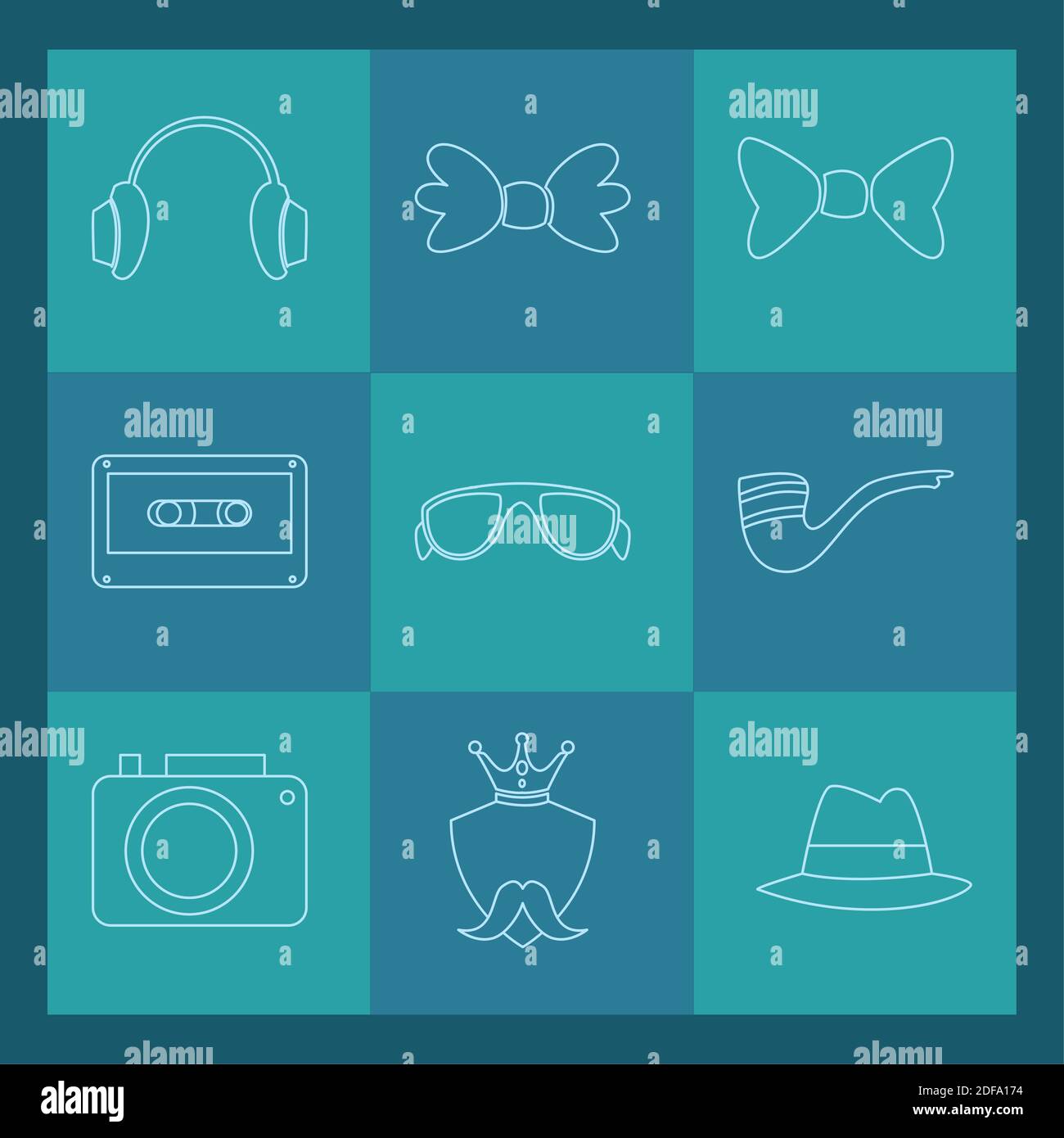 Hipster icons group design, Style vintage retro fashion culture theme ...