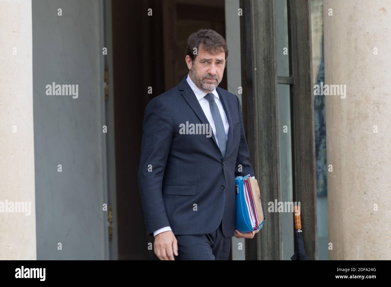 French Interior Minister Christophe Castaner leaves after the weekly ...