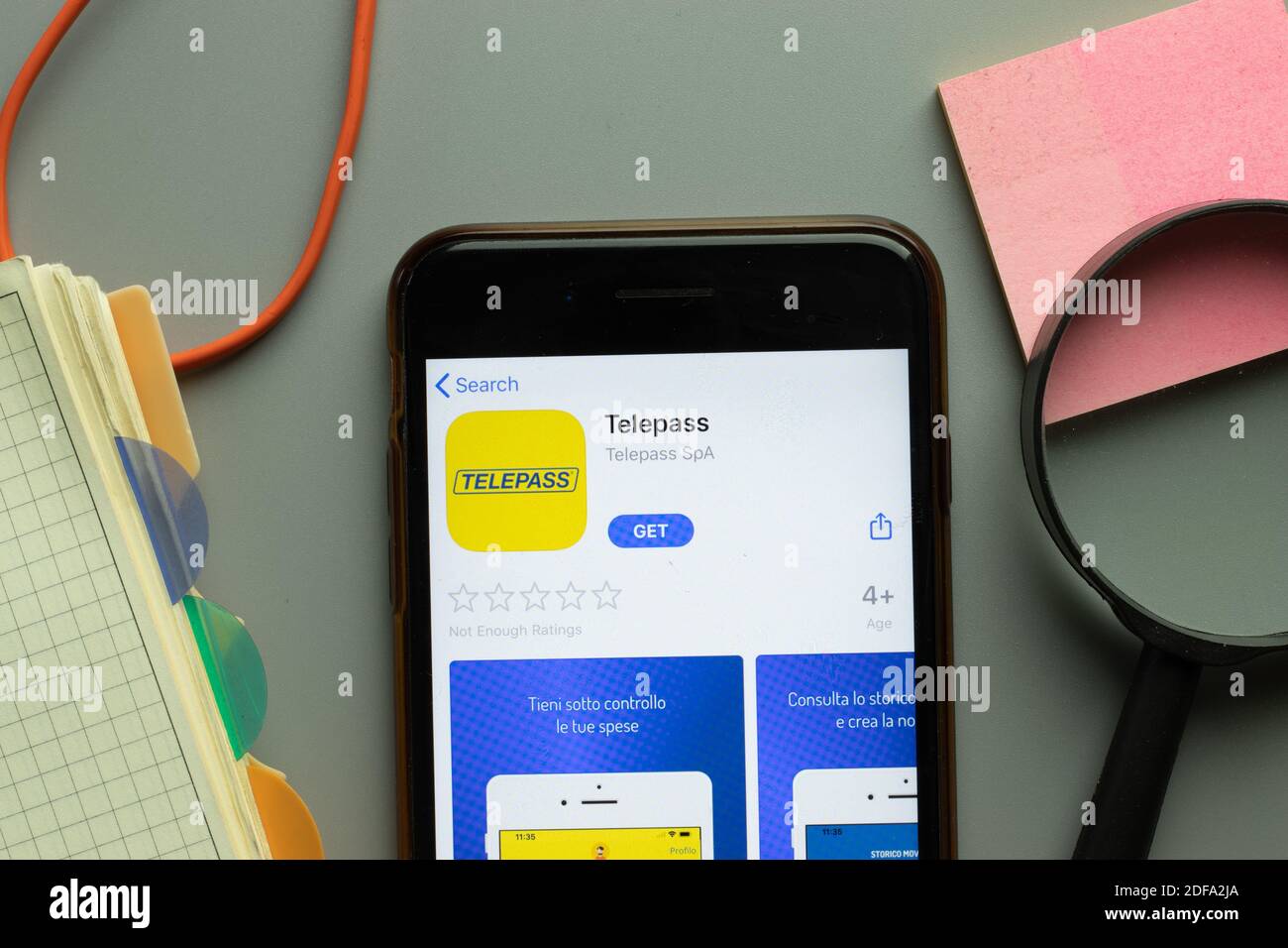 New York, USA - 1 December 2020: Telepass mobile app icon on phone ...