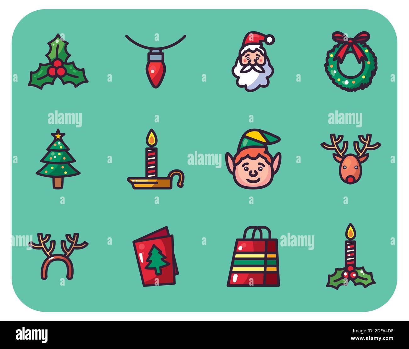 merry christmas icons group design, winter season and decoration theme ...