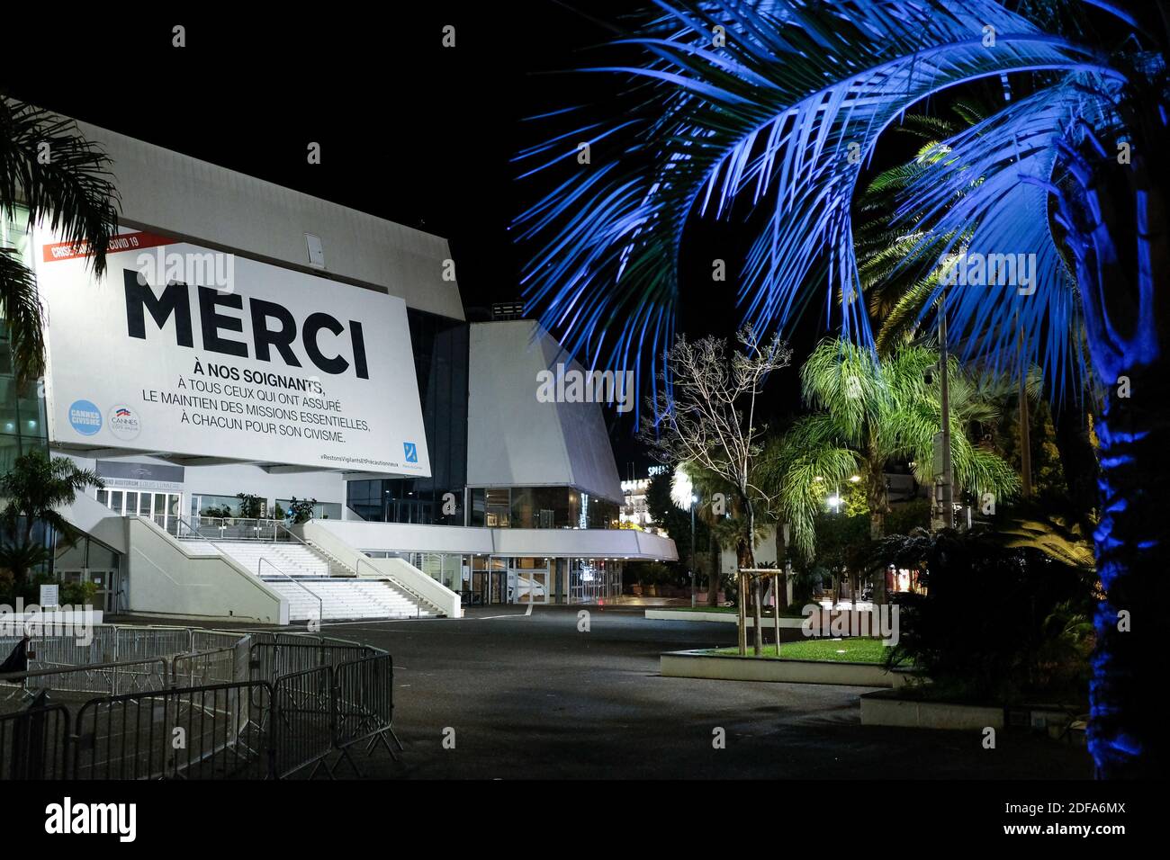 An outside view of the Palais des Festivals on May 17, 2020 in Cannes ...