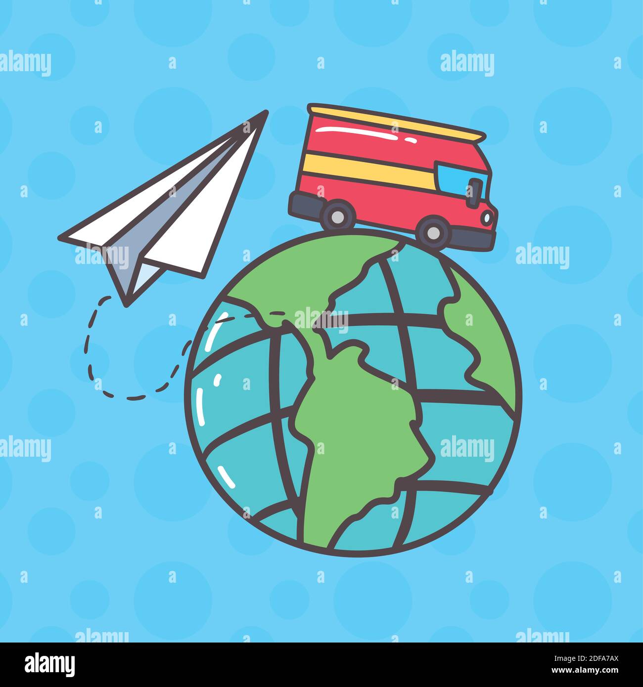 travel paperplane london bus and world design, trip tourism and journey ...