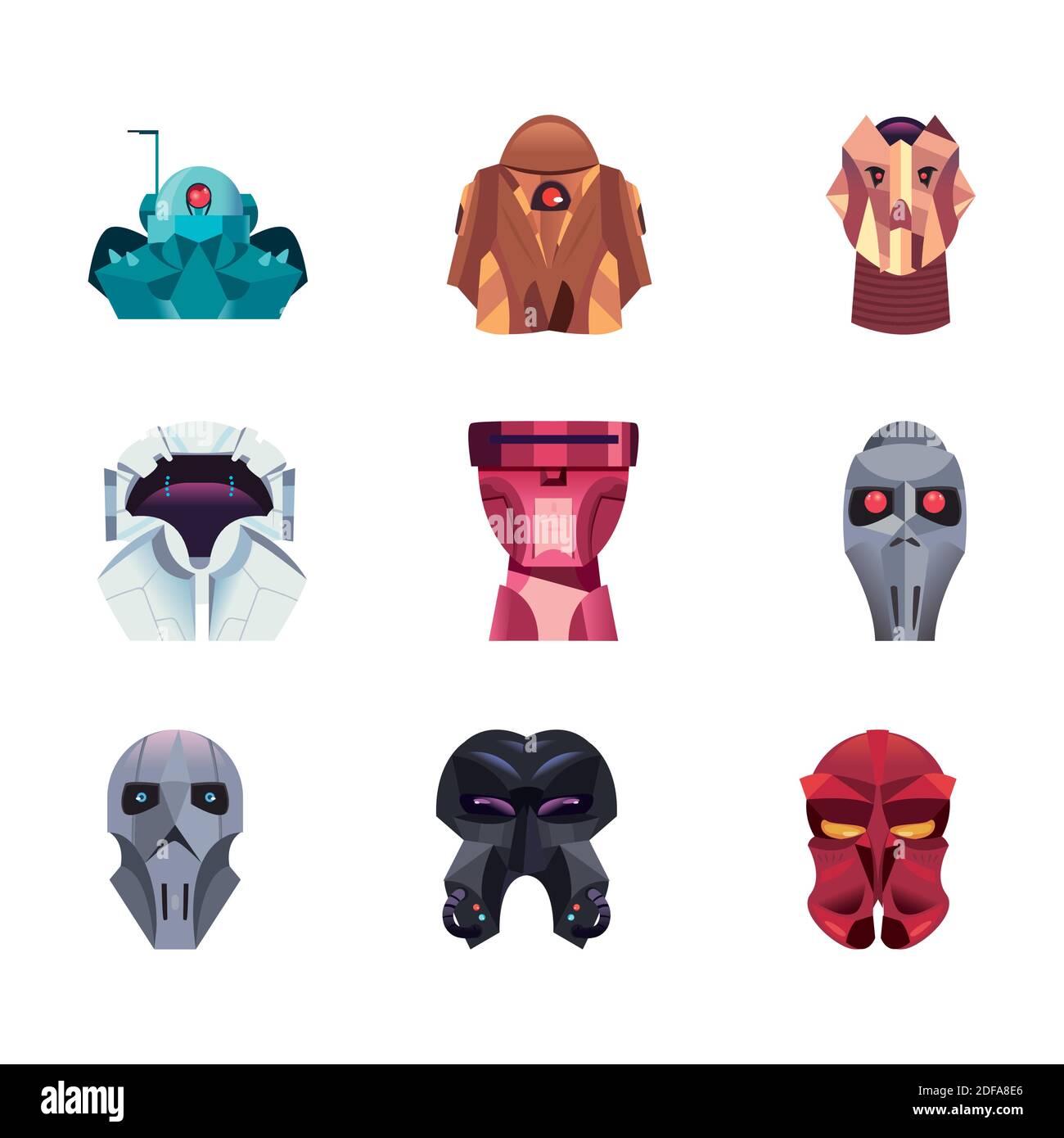 Robots cartoons icon set of robotic technology futuristic toy future ...