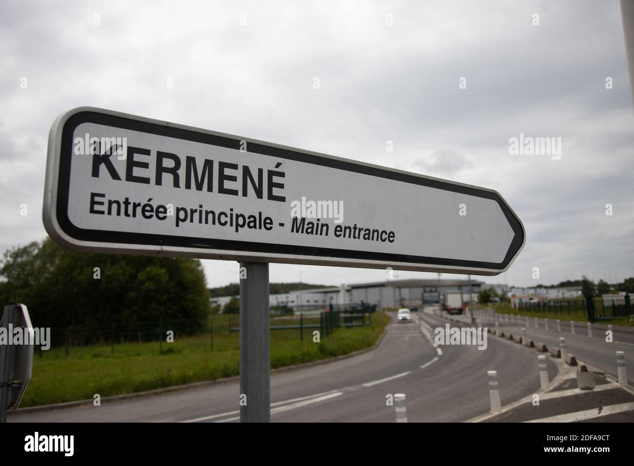 Main entrance of the Kermené slaughterhouse where 109 employees have ...
