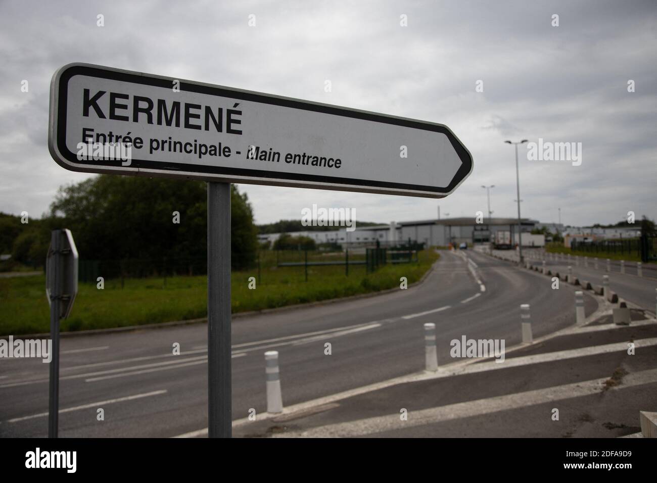 Main entrance of the Kermené slaughterhouse where 109 employees have ...