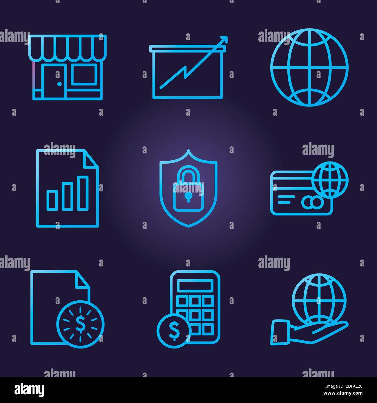 Business gradient style icons group design, Management financial and ...