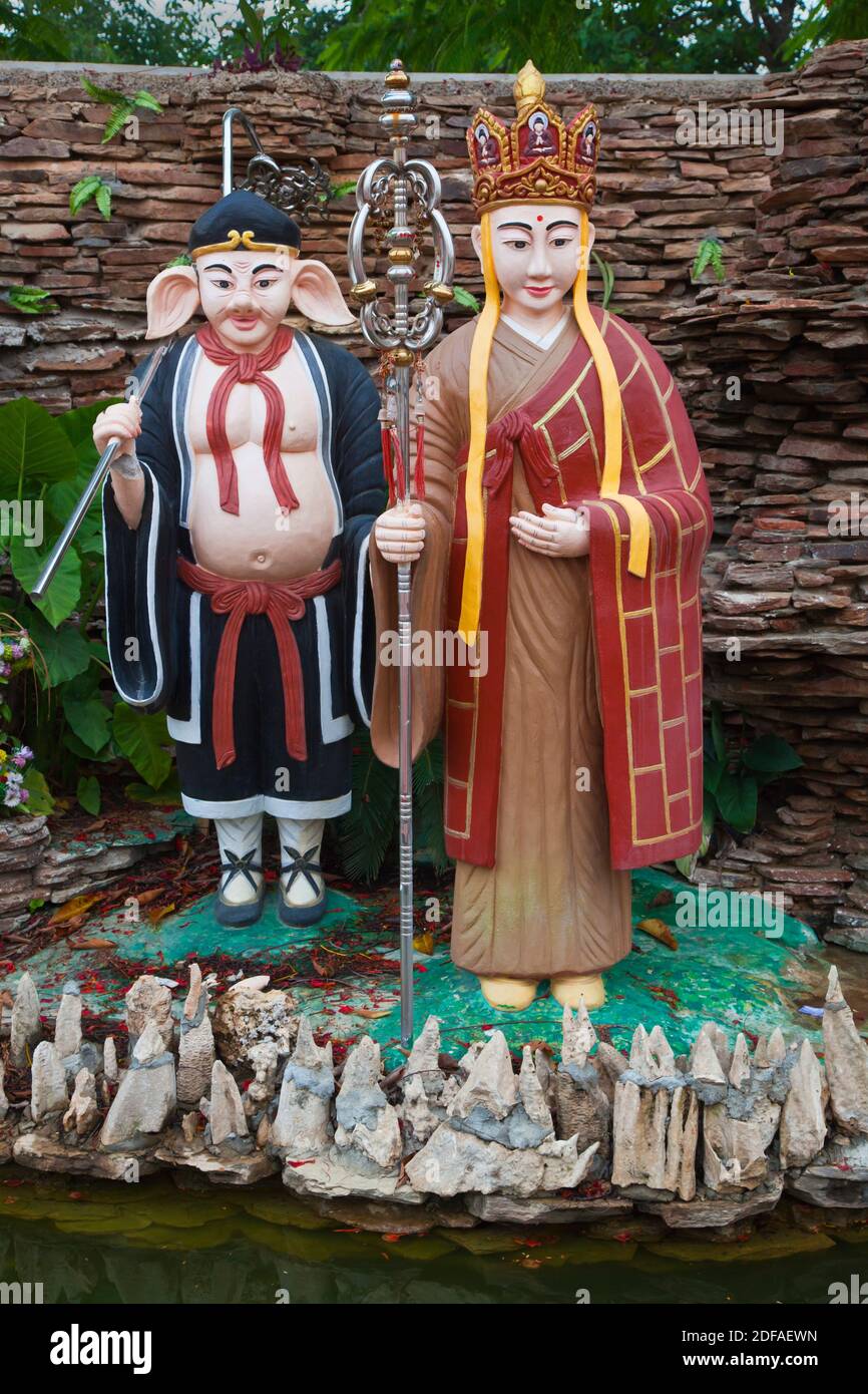 Statues of mythical characters at the CHINESE TEMPLE in the town of ...