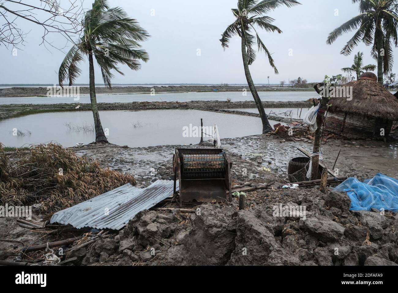 A DEVASTATED AREA NEAR JAGANNATH DAM OF SUNDARBAN WHCH IS FLOODED AFTER ...