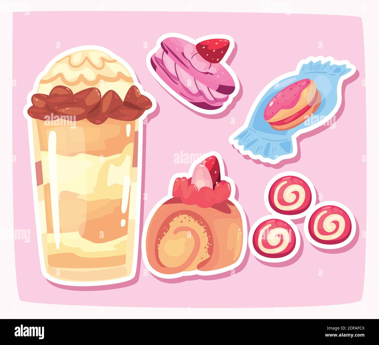 Sweet food symbol set design, dessert delicious sugar snack and tasty ...