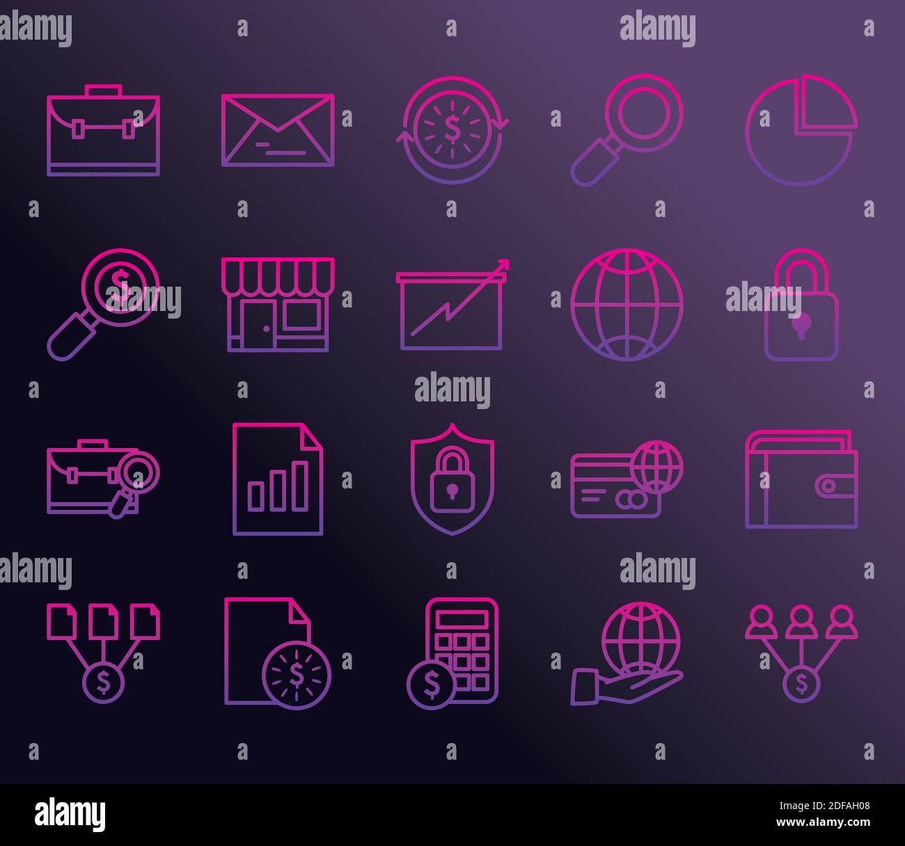 Business gradient style icon collection design, Management financial ...