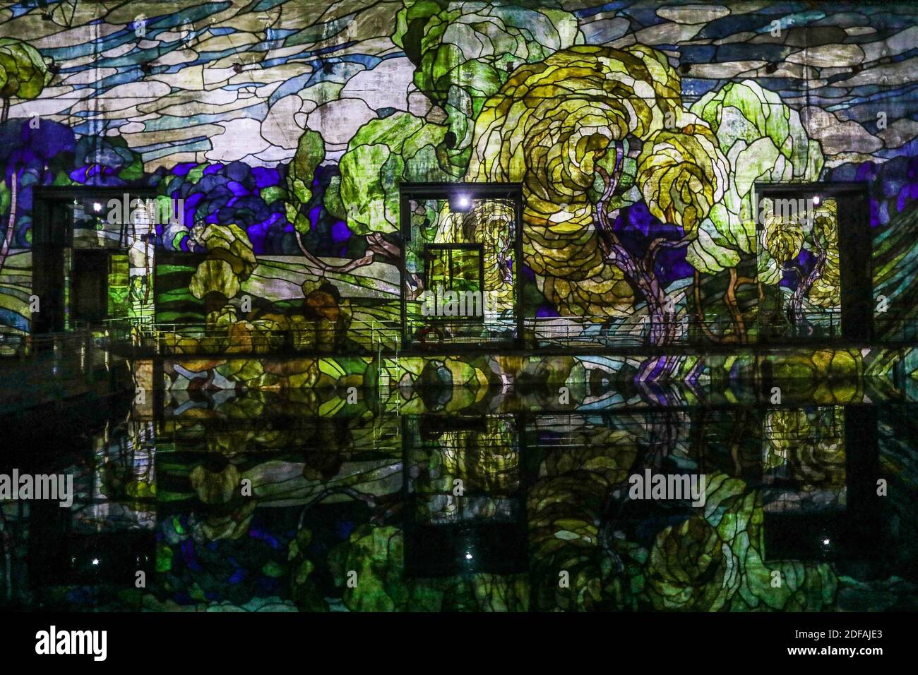 Works by Austrian artist Gustav Klimt are projected on June 4, 2020 in ...
