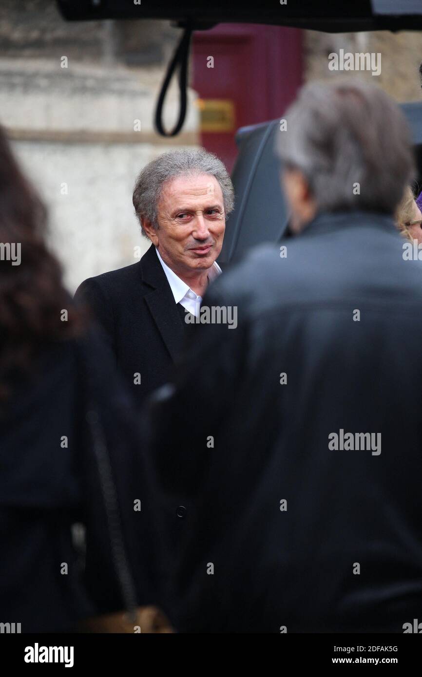 Michel Drucker leaving the funeral ceremony of Guy Bedos at Saint ...