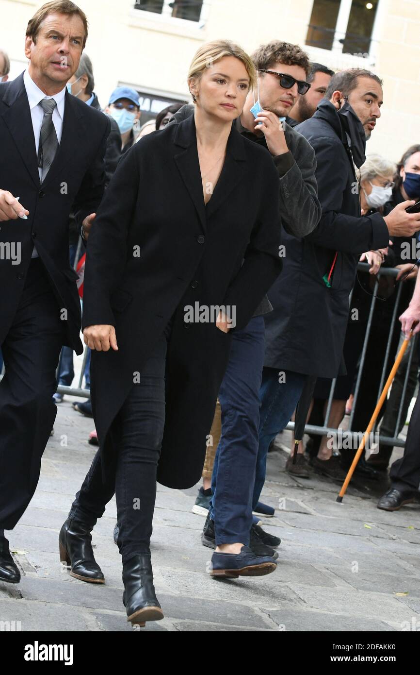 Virginie Efira and Niels Schneider attend Guy Bedos' funerals at Eglise de Saint-Germain-des ...