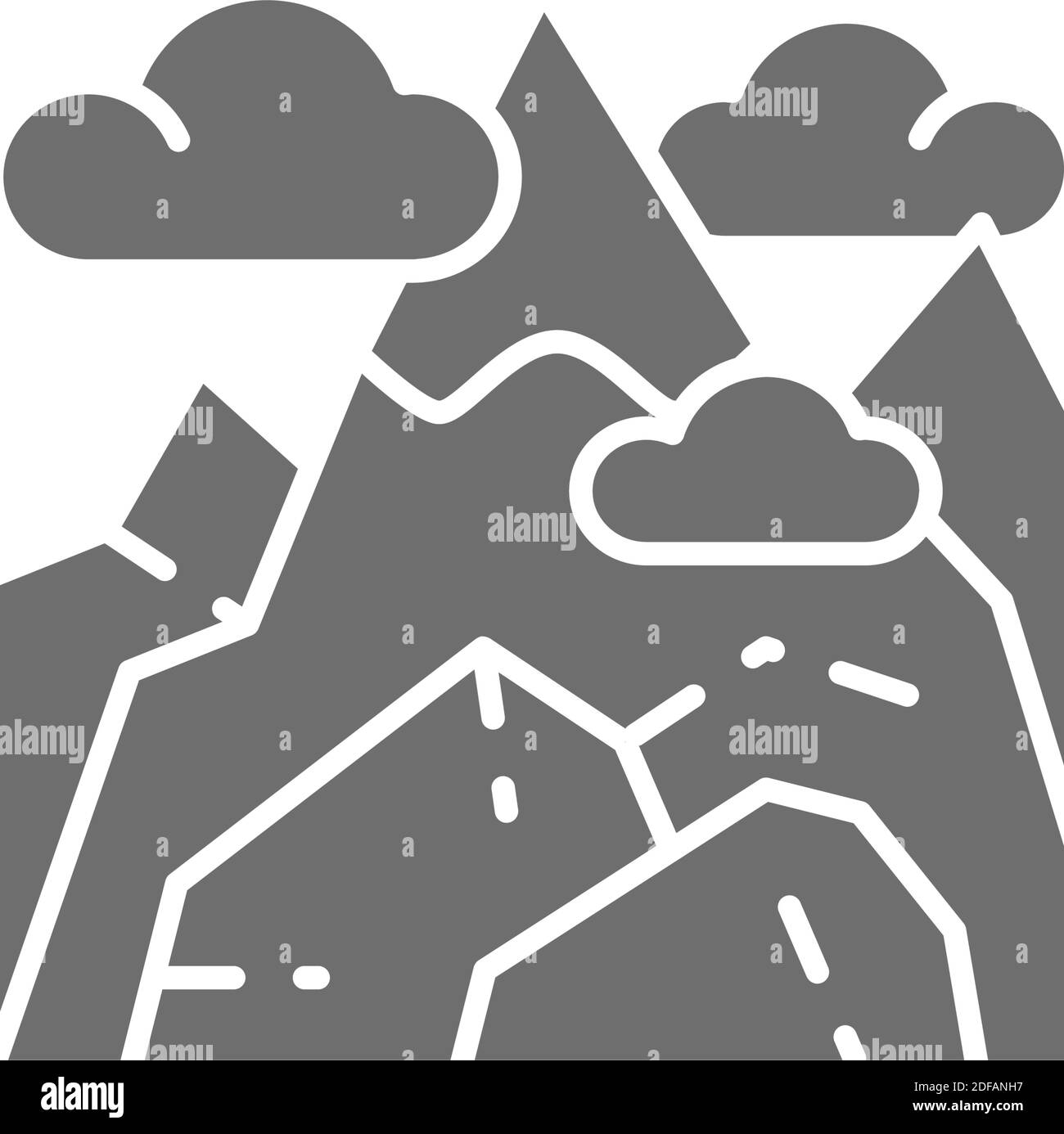 Vector georgian mountains, Kazbek mountain grey icon Stock Vector Image ...