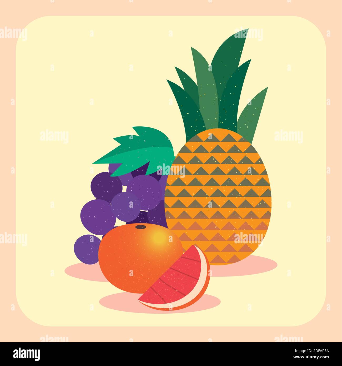 pineapple and grapes fruit design of healthy organic food theme Vector ...