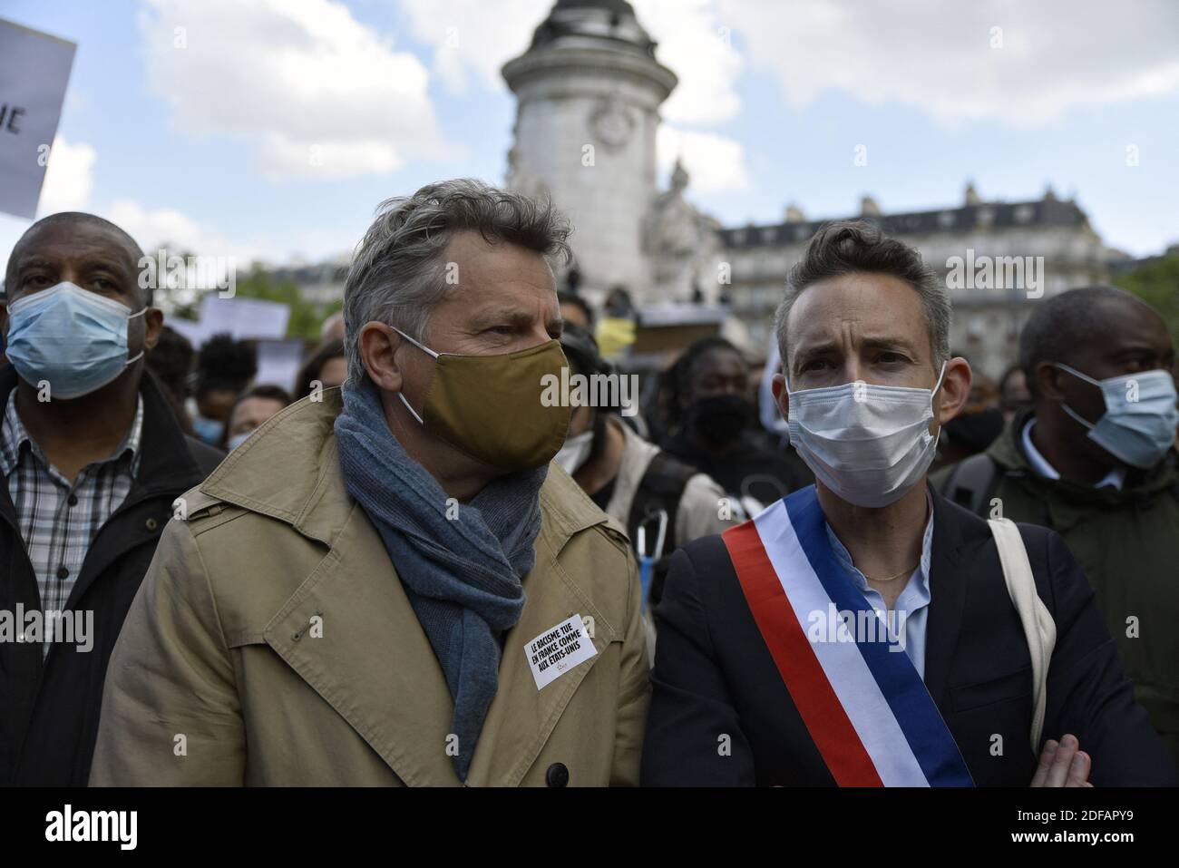 Fabien Roussel and Yann Brossat attending the tribute to George Floyd ...