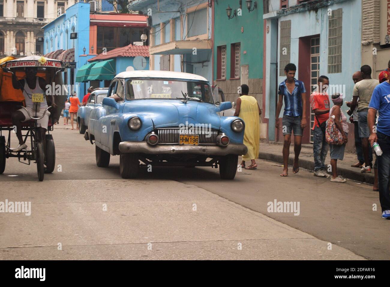 Old north American cars used in Cuba as Taxis: Almendron Stock Photo ...