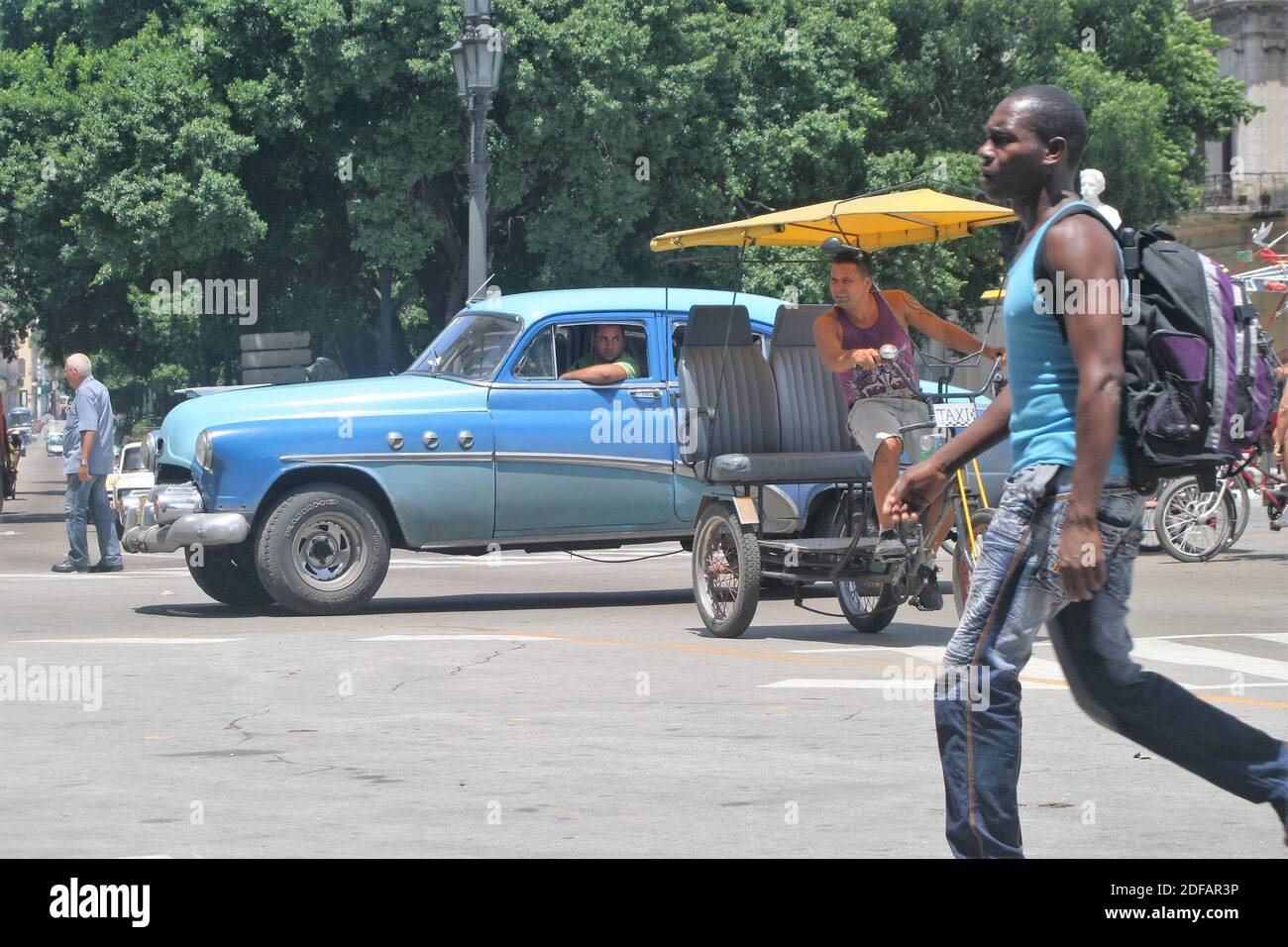 Old north American cars used in Cuba as Taxis: Almendron Stock Photo ...