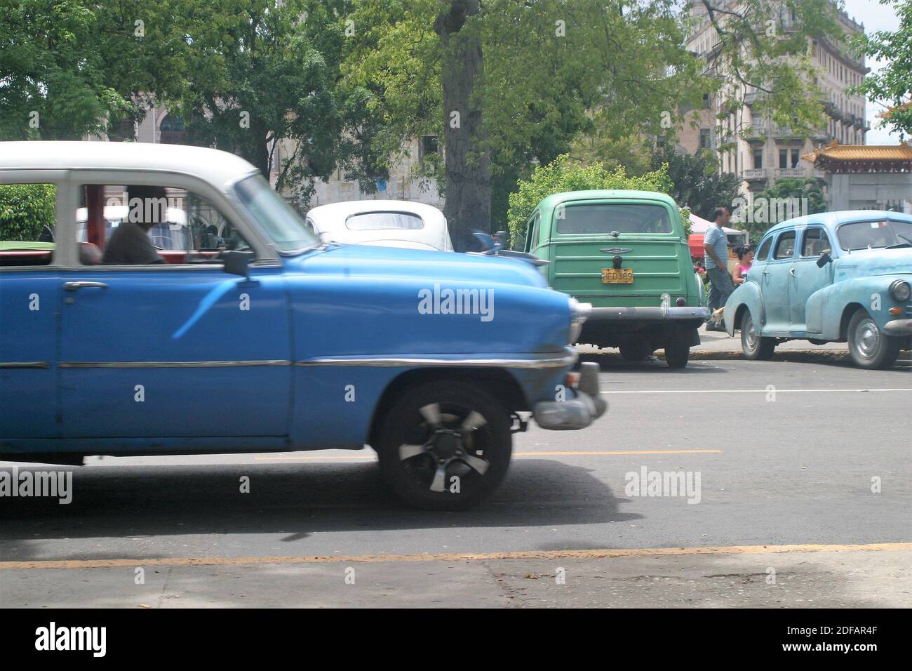 Old north American cars used in Cuba as Taxis: Almendron Stock Photo ...