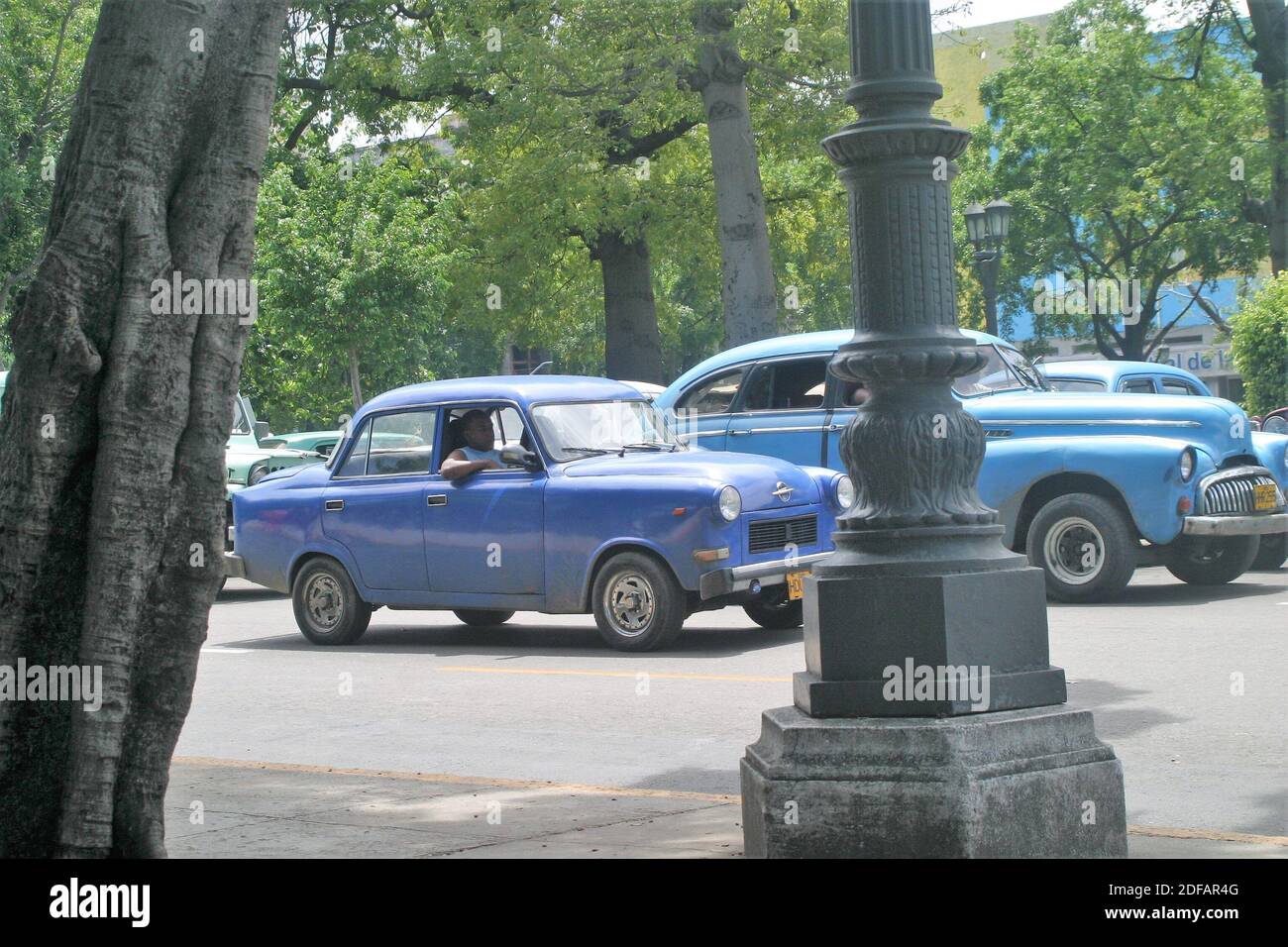 Old north American cars used in Cuba as Taxis: Almendron Stock Photo ...