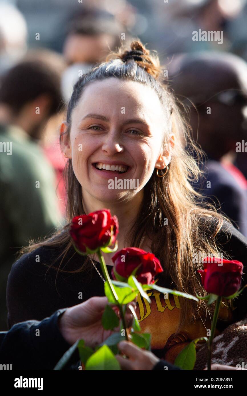 French singer and actor Bonnie Banane People gather in place de la ...