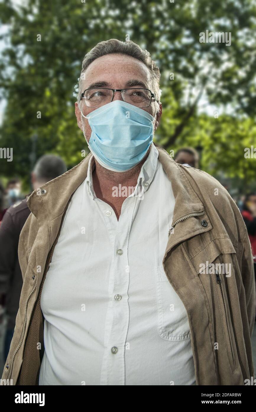 Patrick Brody, former Confederal Councilor of CGT, in a demonstration ...