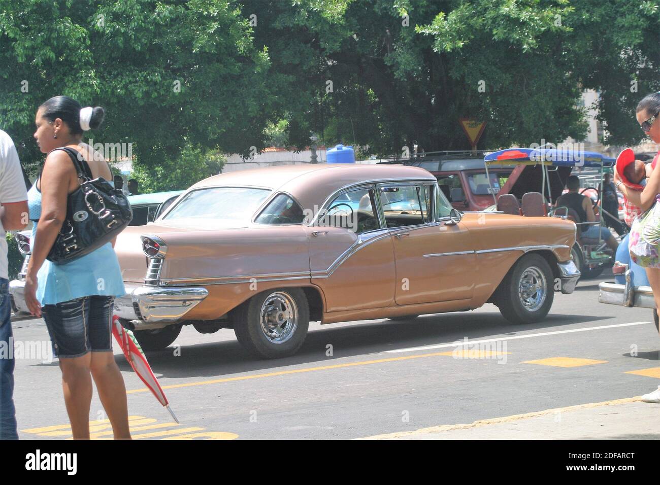 Old north American cars used in Cuba as Taxis: Almendron Stock Photo ...