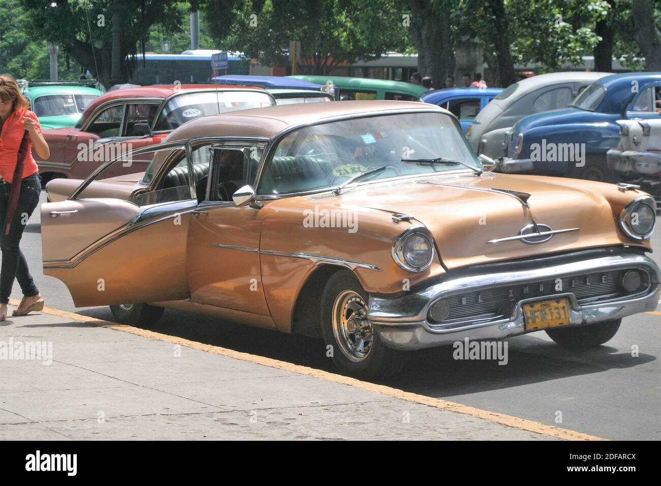 Old north American cars used in Cuba as Taxis: Almendron Stock Photo ...