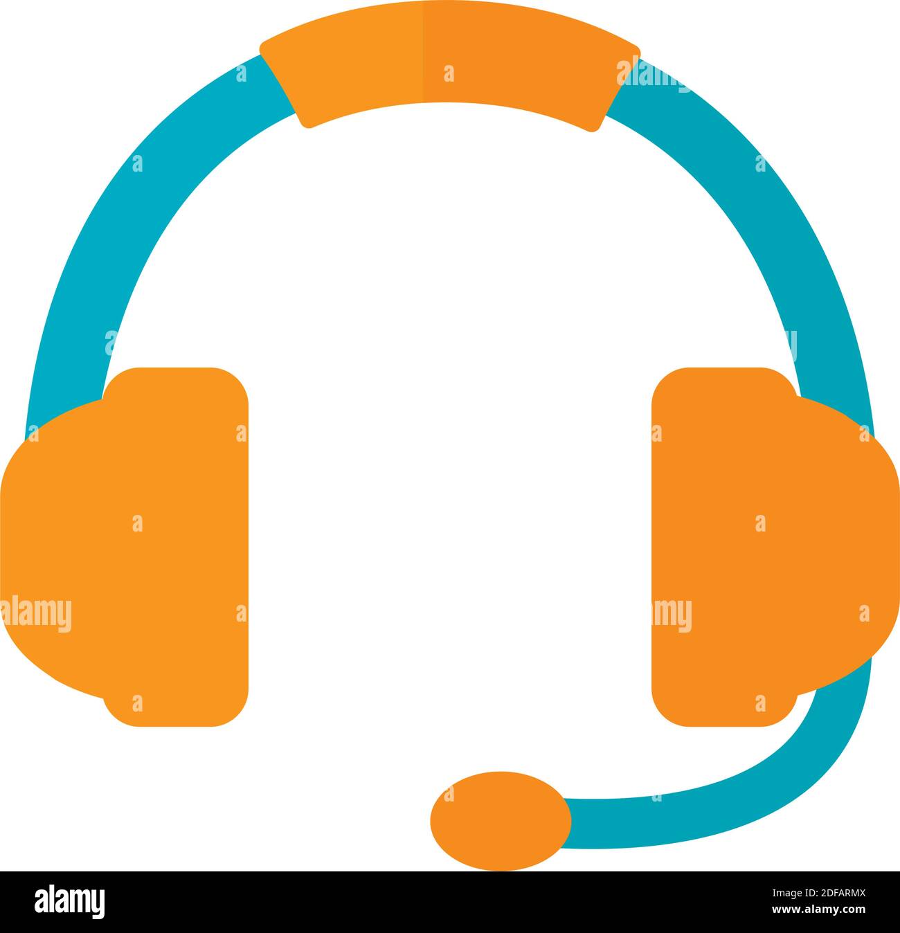 headset with microphone over white background, flat style, vector ...