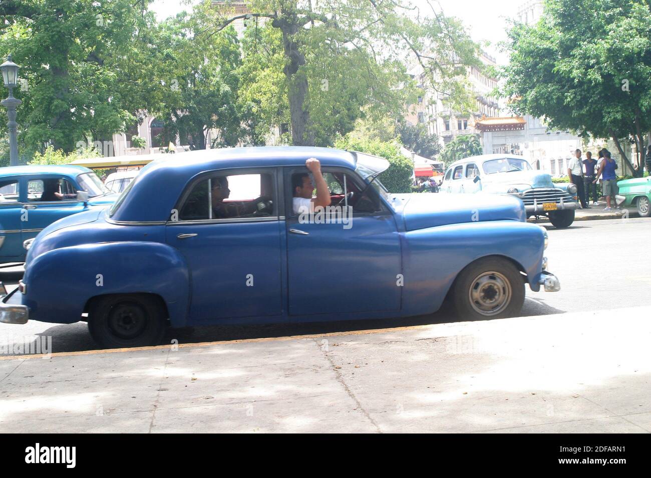 Old north American cars used in Cuba as Taxis: Almendron Stock Photo ...